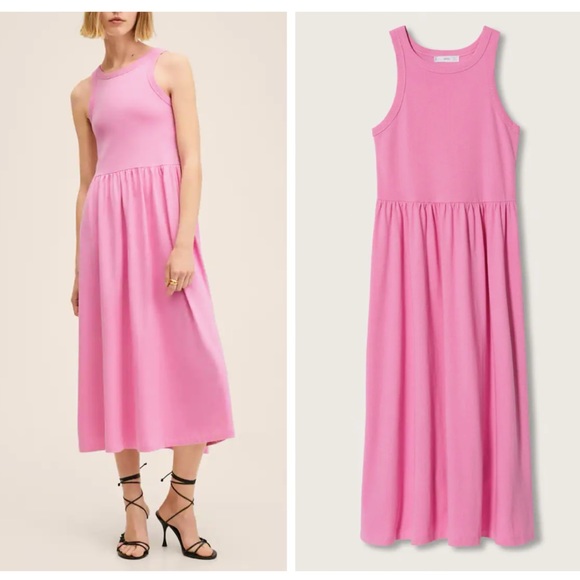 Mango | Dresses | Mango 0 Sustainable Cotton Bubble Gum Pink Dress Zara ...